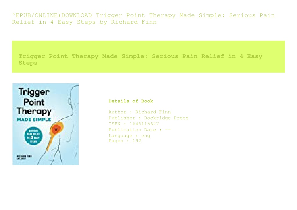 PPT - ^EPUB/ONLINE)DOWNLOAD Trigger Point Therapy Made Simple Serious ...