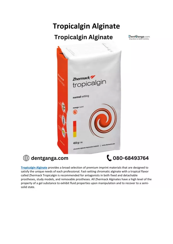 PPT - Tropicalgin Alginate - Dent Ganga PowerPoint Presentation, free ...