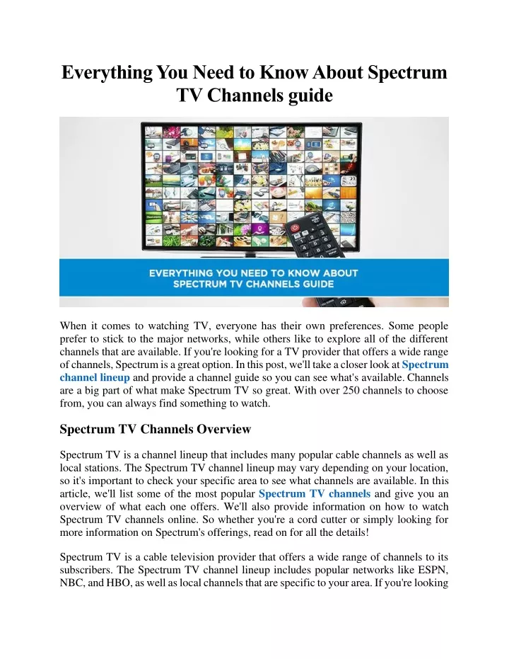 PPT - Everything You Need to Know About Spectrum TV Channels guide ...