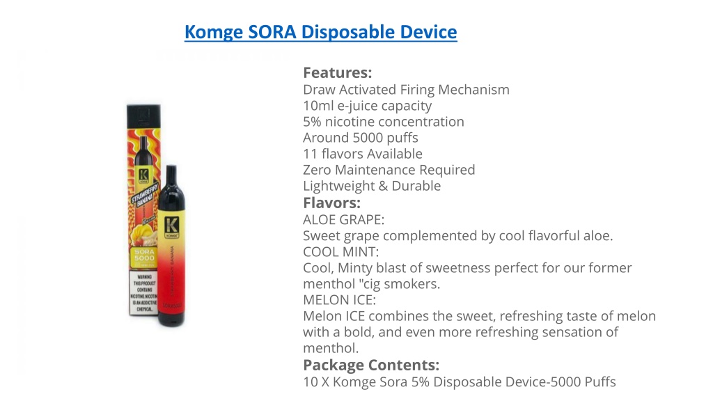 PPT - Komge SORA Disposable Device 5%-5000 Puffs-10 Pack PowerPoint ...
