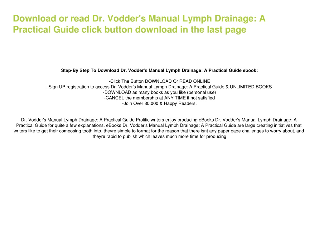 Ppt Pdf Kindle Download Dr Vodders Manual Lymph Drainage A