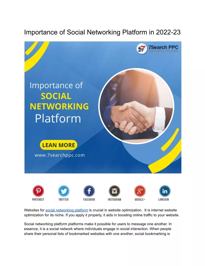 Ppt Importance Of Social Networking Platform Powerpoint