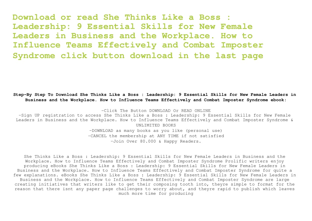 PPT - BEST PDF She Thinks Like a Boss Leadership 9 Essential Skills for ...