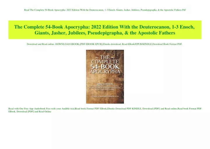 PPT - Read The Complete 54-Book Apocrypha 2022 Edition With the ...