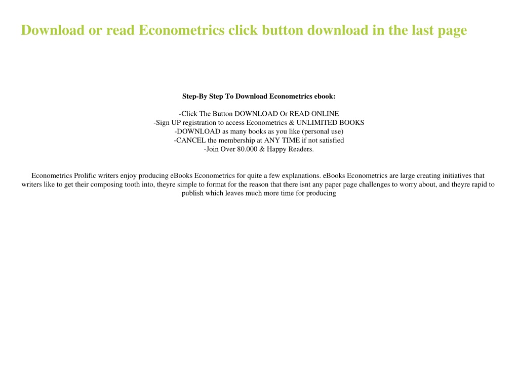 PPT - BEST PDF Econometrics by Bruce E. Hansen PowerPoint Presentation - ID:11783237