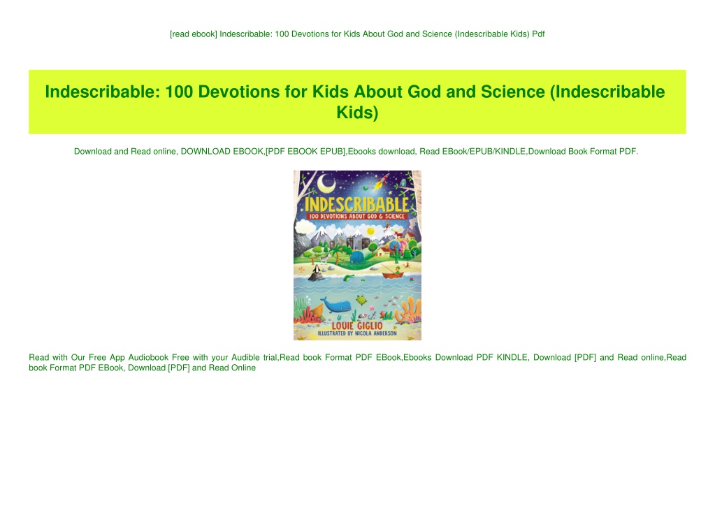 PPT - [read ebook] Indescribable 100 Devotions for Kids About God and ...