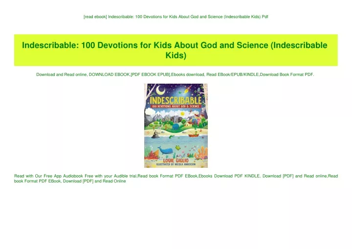 PPT - [read ebook] Indescribable 100 Devotions for Kids About God and ...