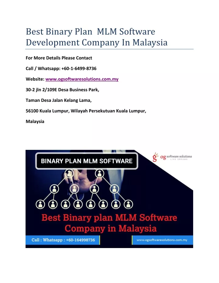 PPT - Best Binary Plan MLM Software Development Company In Malaysia ...