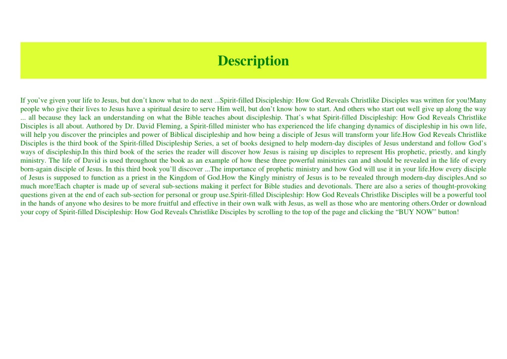 PPT - Pdf ^^ Spirit-filled Discipleship How God Reveals Christlike ...