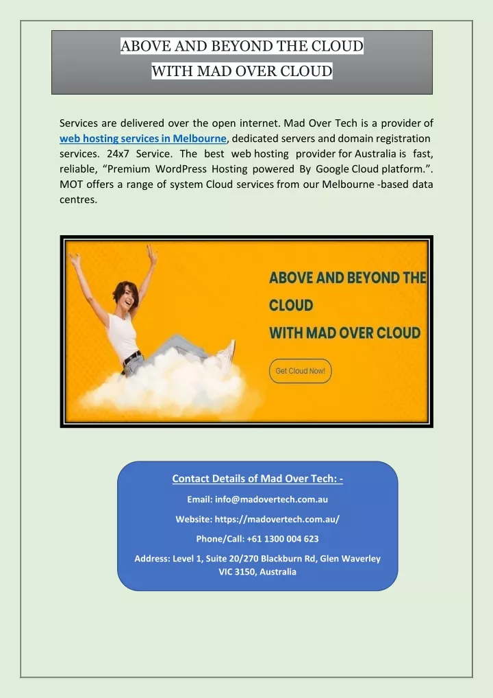 PPT - ABOVE AND BEYOND THE CLOUD WITH MAD OVER CLOUD PowerPoint ...