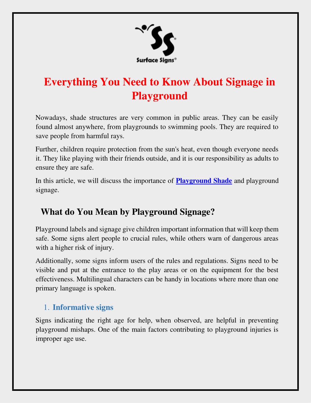 PPT - Everything You Need to Know About Signage in Playground ...