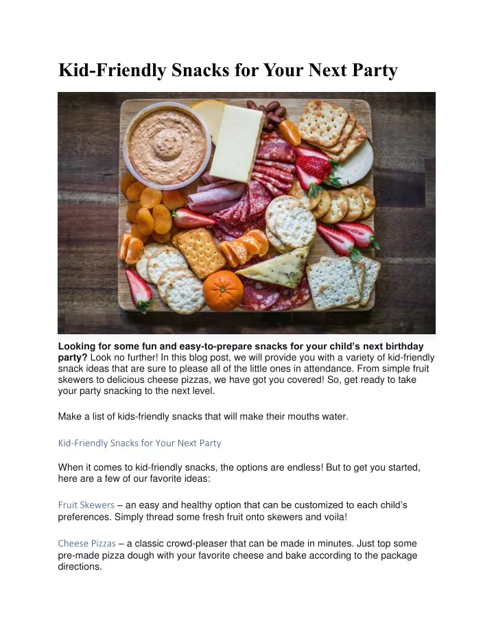 PPT - Kid-Friendly Snacks for Your Next Party PowerPoint Presentation ...