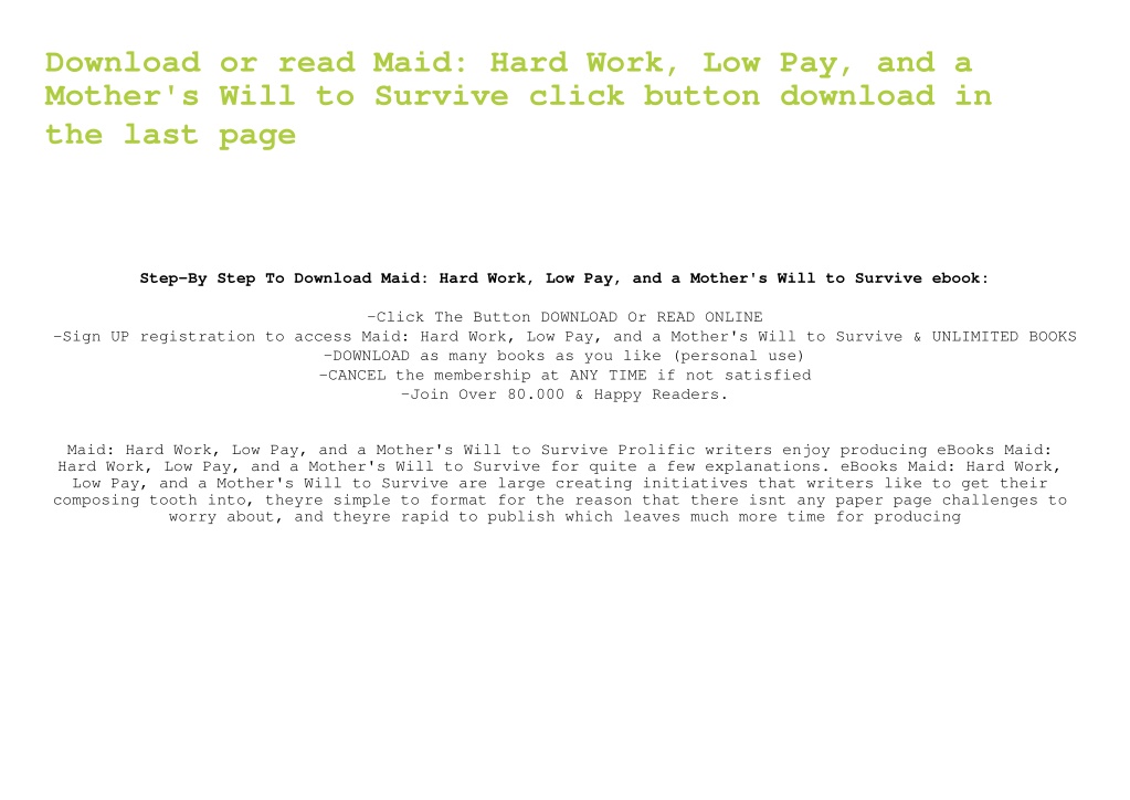 PPT - [download]_p.d.f Maid Hard Work Low Pay and a Mother's Will to ...