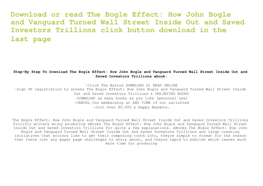 PPT - [PDF] free The Bogle Effect How John Bogle and Vanguard Turned Wall Street I PowerPoint ...