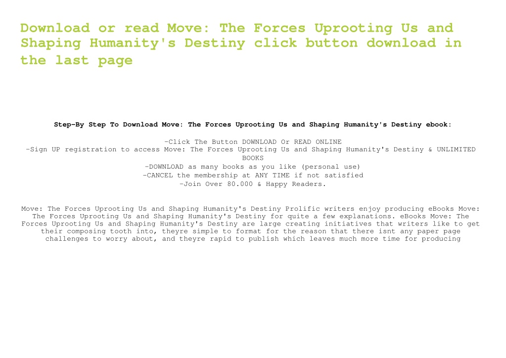 PPT - P.D.F)^ Move The Forces Uprooting Us and Shaping Humanity's ...