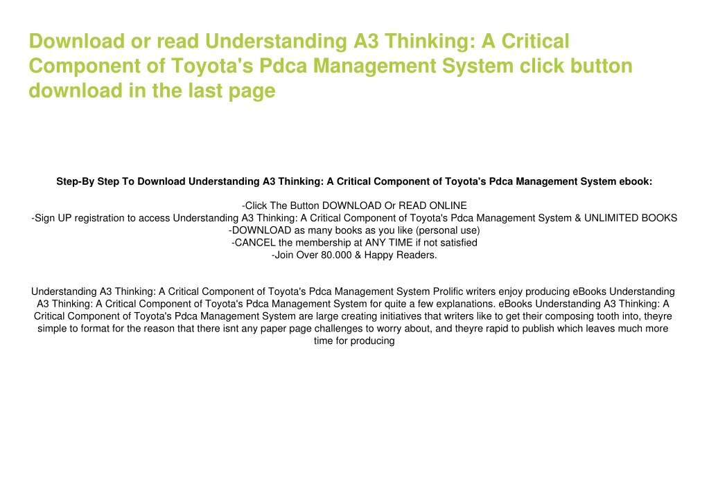 PPT - ^Download_[Epub]^ Understanding A3 Thinking A Critical Component ...