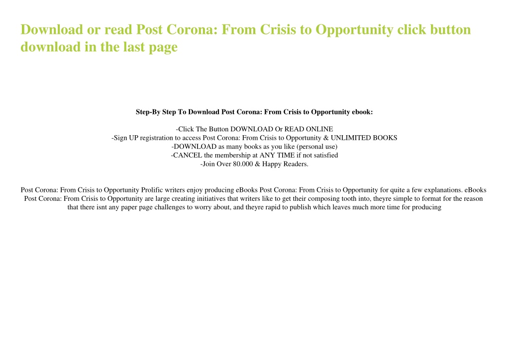 PPT - *EPUB)DOWNLOAD Post Corona From Crisis to Opportunity by Scott ...