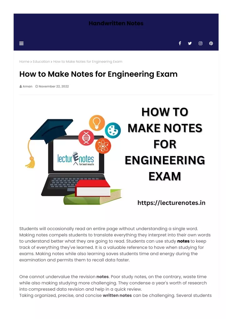 PPT - How to Make Notes for Engineering Exam PowerPoint Presentation ...