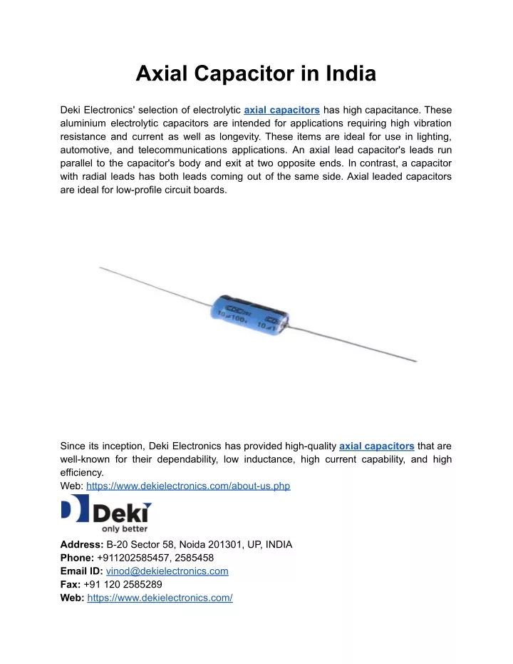 PPT - Axial Capacitor in India PowerPoint Presentation, free download ...