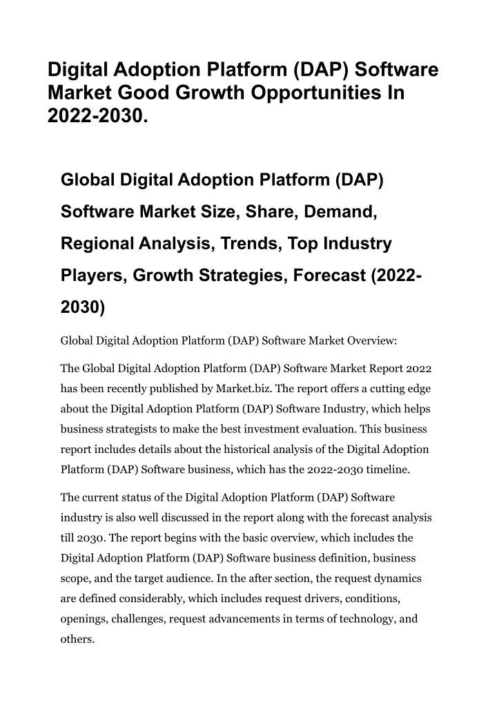 PPT - Digital Adoption Platform (DAP) Software Market Good Growth ...