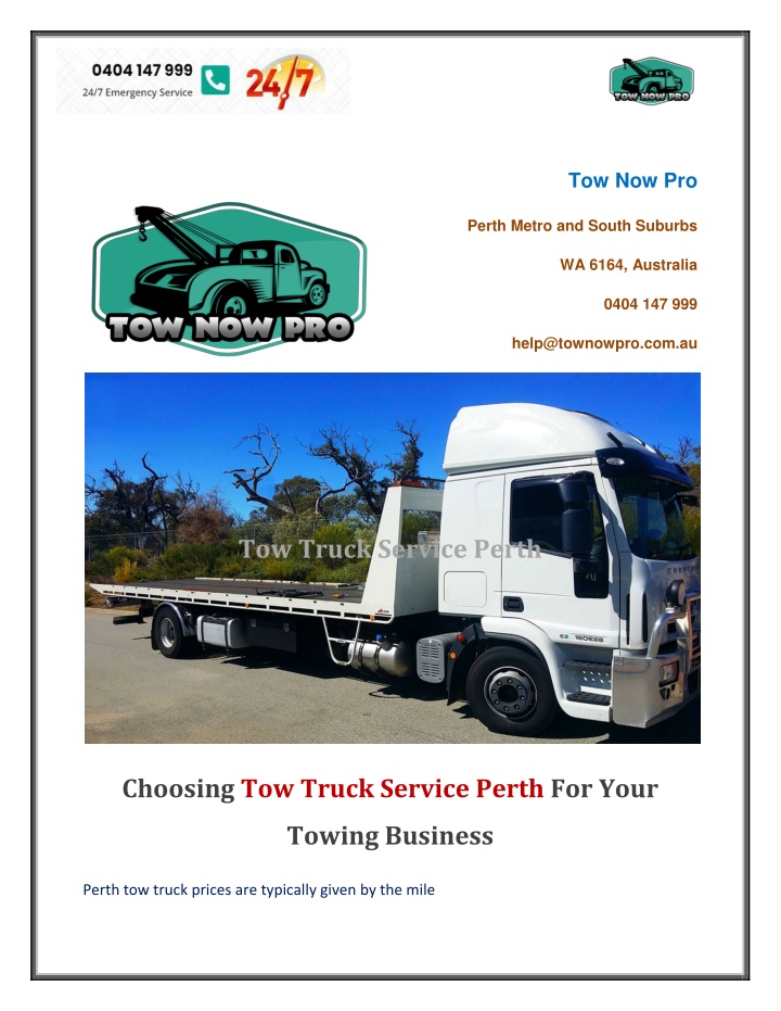 PPT - Choosing Tow Truck Service Perth For Your Towing Business PowerPoint Presentation - ID ...