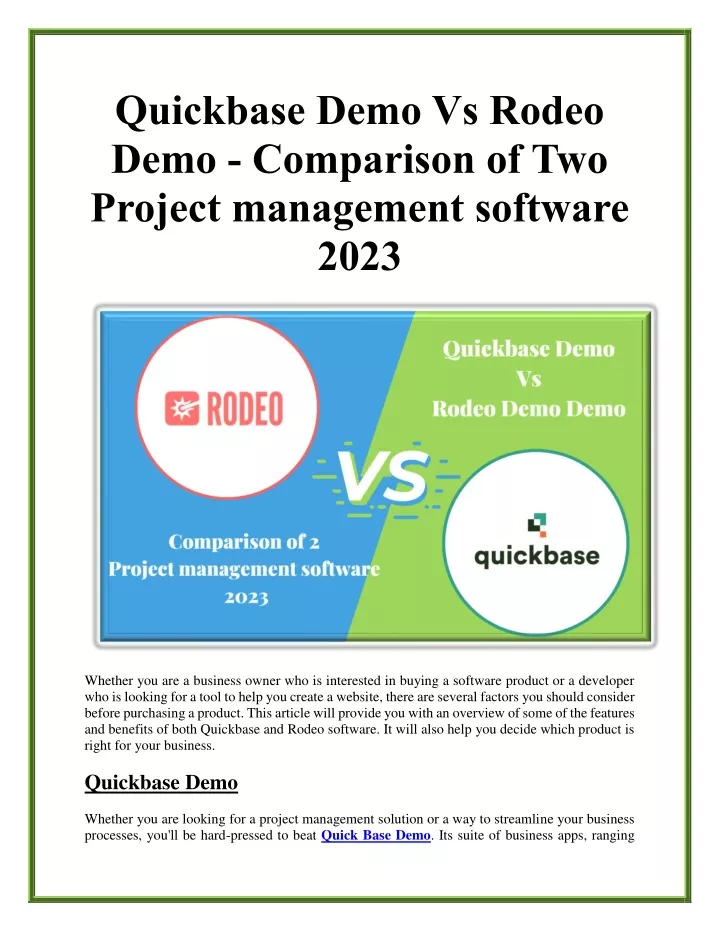 PPT - Quickbase Demo Vs Rodeo Demo PowerPoint Presentation, free ...
