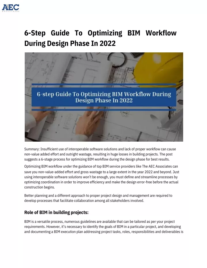 PPT - 6-Step Guide To Optimizing BIM Workflow During Design Phase In ...