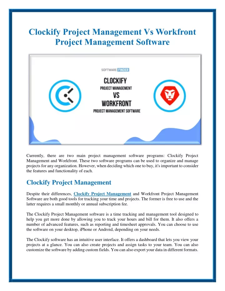 PPT - Clockify Project Management Vs Workfront Project Management ...