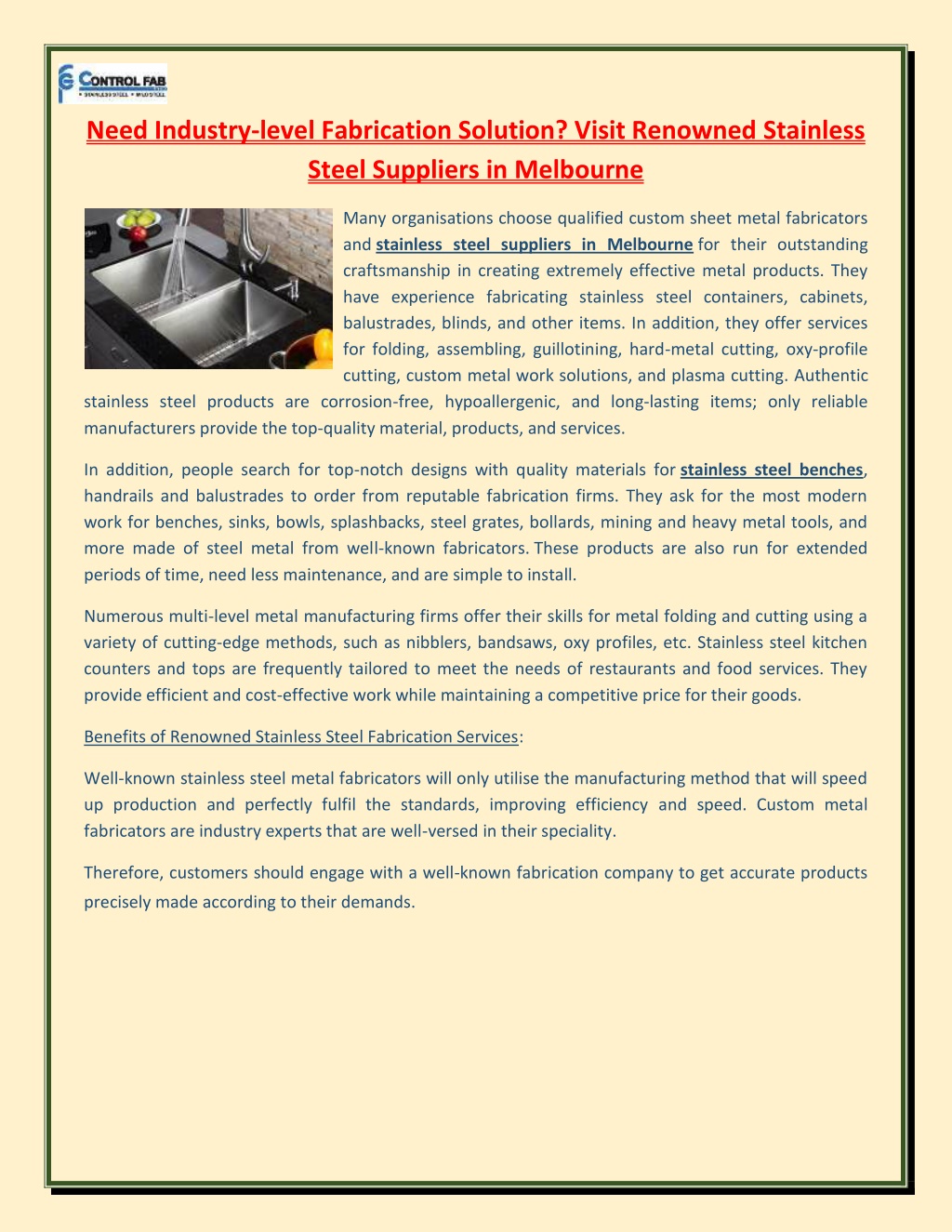 PPT - Need Industry-level Fabrication Solution Visit Renowned Stainless ...