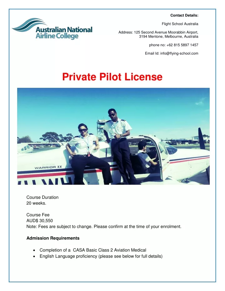 PPT - Private Pilot License PowerPoint Presentation, free download - ID ...