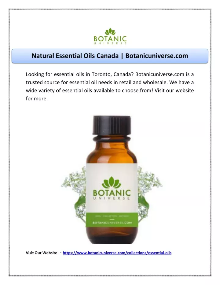 PPT - Natural Essential Oils Canada | Botanicuniverse.com PowerPoint ...