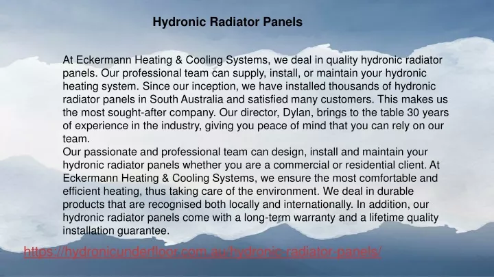 PPT - Hydronic Radiator Panels PowerPoint Presentation, free download ...