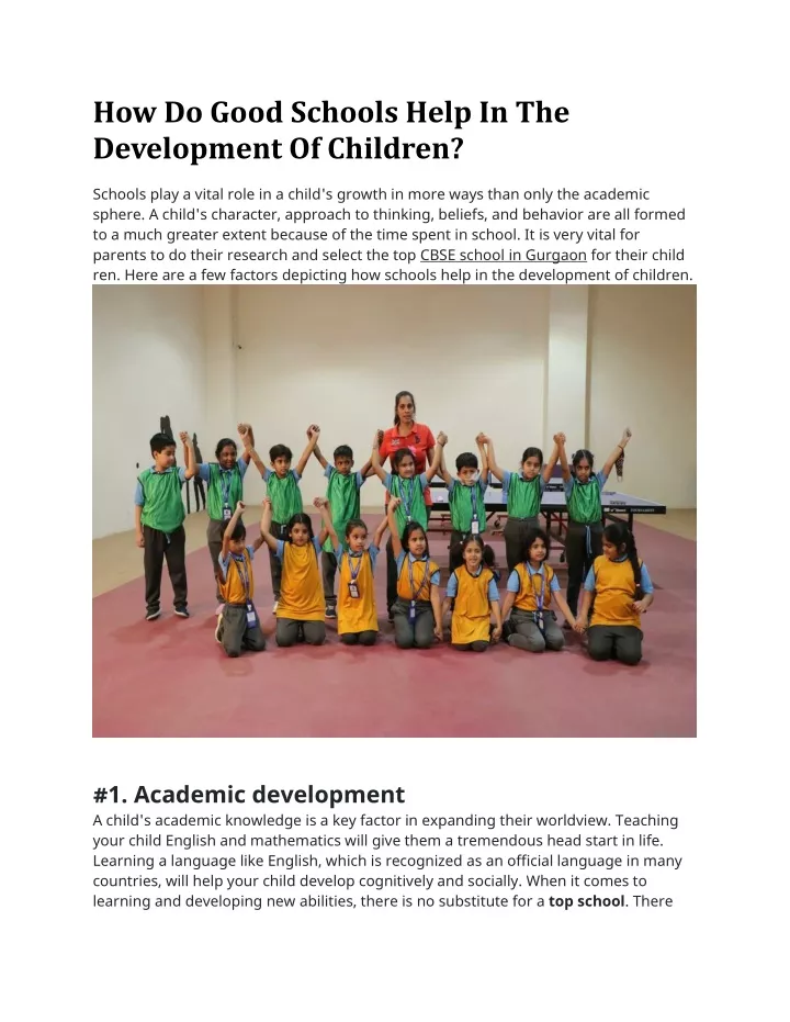 PPT - How Do Good Schools Help In The Development Of Children ...