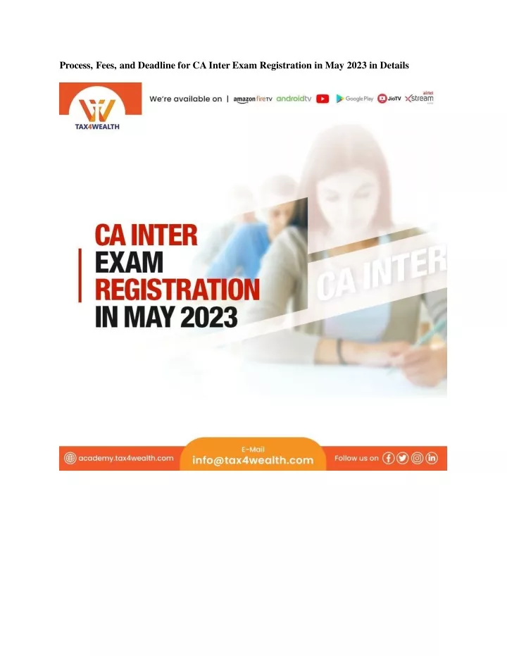 PPT - CA Inter Exam Registration in May 2023 | Academy Tax4wealth PowerPoint Presentation - ID ...