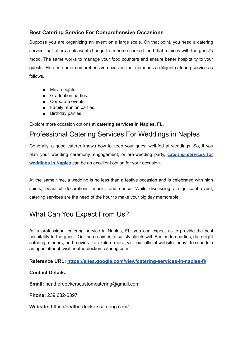 PPT - Catering Services in Naples, FL | Heather Decker’s Custom ...