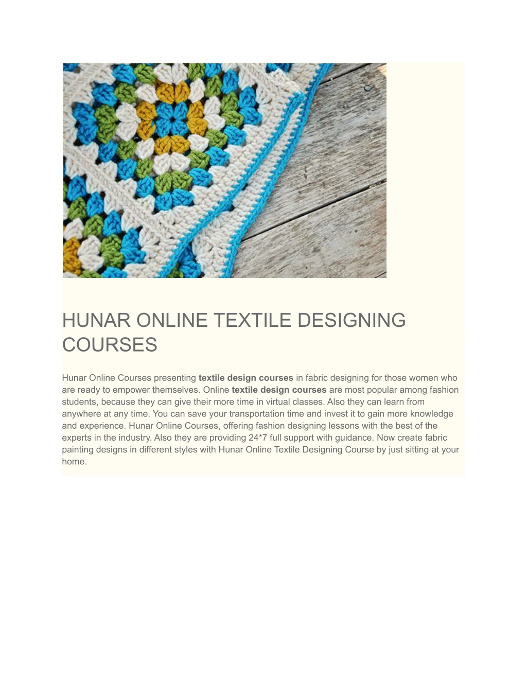 PPT - Learn Textile Design Courses with Hunar Online App PowerPoint ...