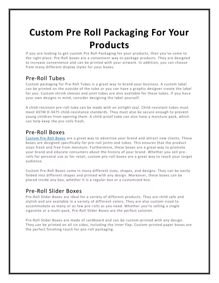 PPT - Custom Pre Roll Packaging For Your Products PowerPoint ...