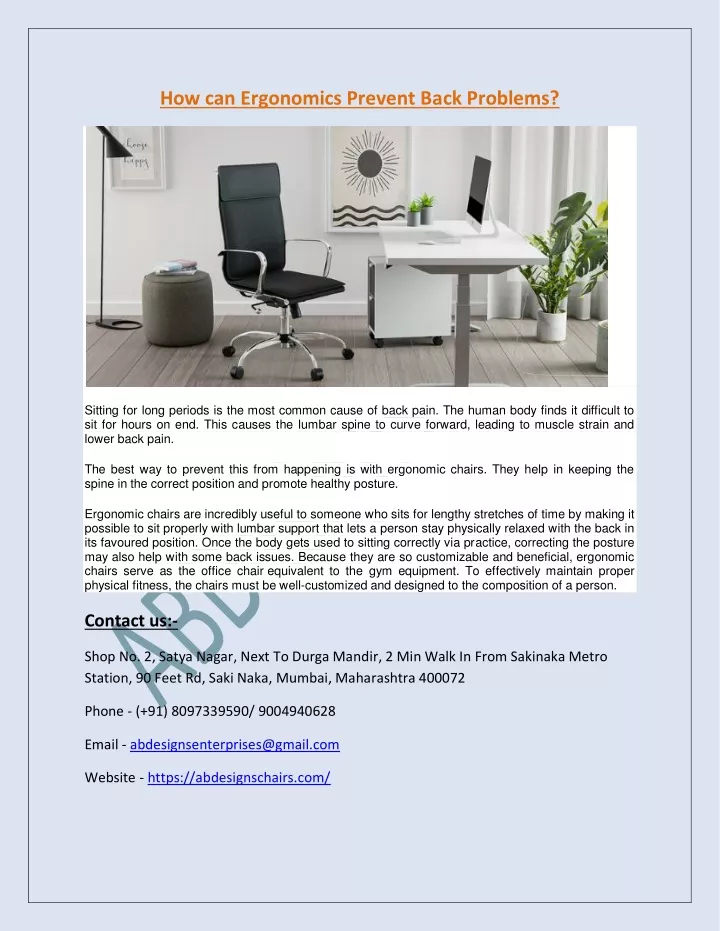 PPT - How can Ergonomics Prevent Back Problems PowerPoint Presentation ...