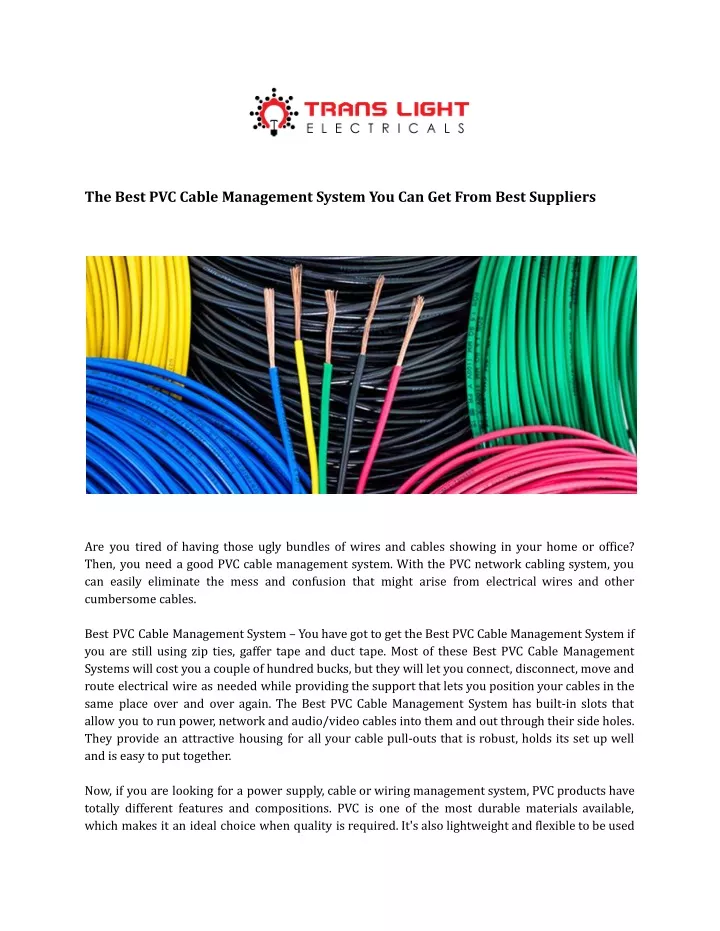 PPT - The Best PVC Cable Management System You Can Get From Best ...