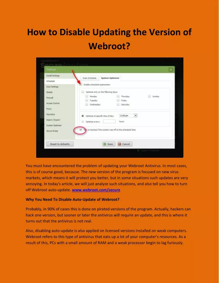 Ppt How To Disable Updating The Version Of Webroot Powerpoint Presentation Id11797185