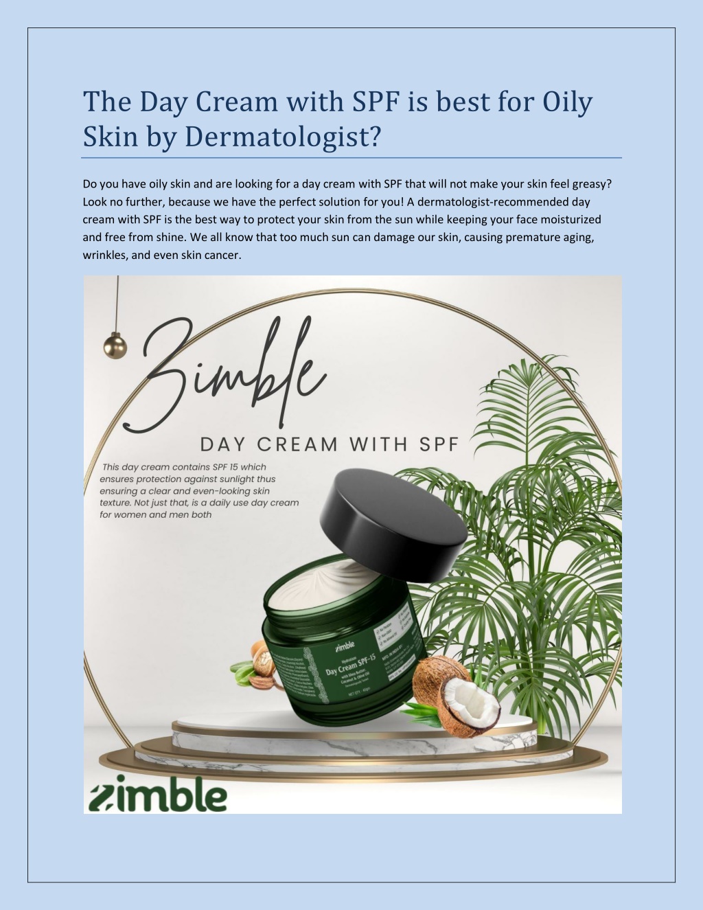 Ppt The Day Cream With Spf Is Best For Oily Skin By Dermatologist