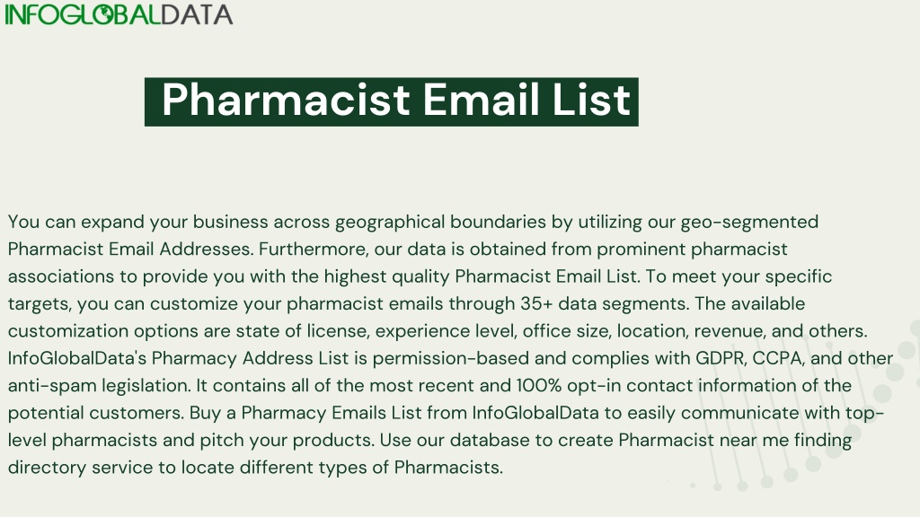 PPT - Pharmacist Email List | 100% Privacy Compliant Pharmacist Emails ...