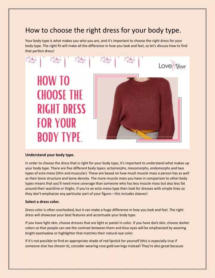 Ppt How To Choose The Right Dress For Your Body Type Powerpoint