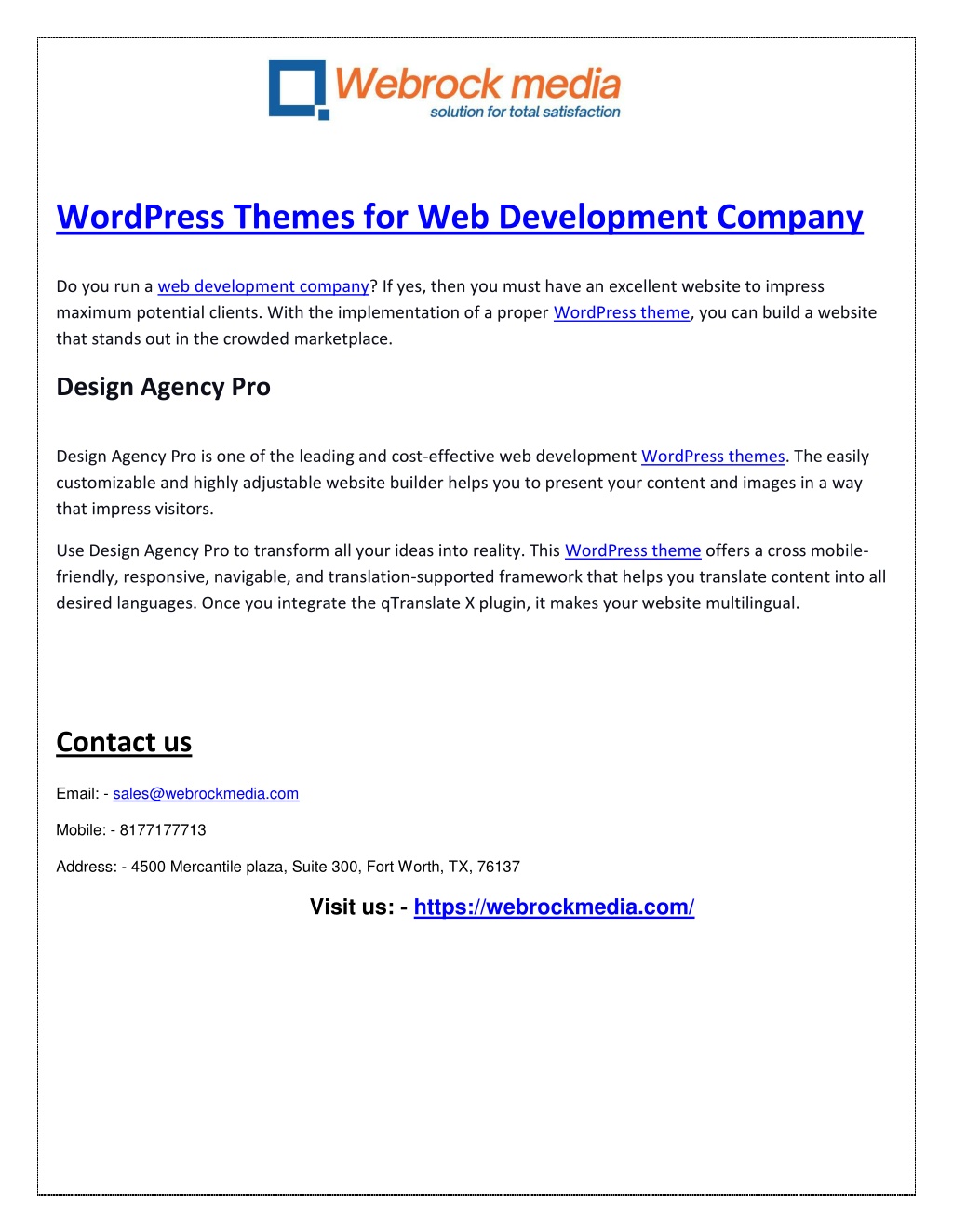 PPT - Webrockmedia WordPress Themes for Web Development Company ...