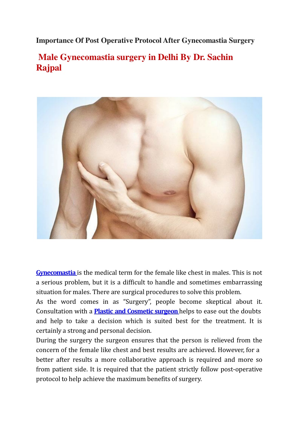 PPT - Male Gynecomastia surgery in Delhi By Dr. Sachin Rajpal ...