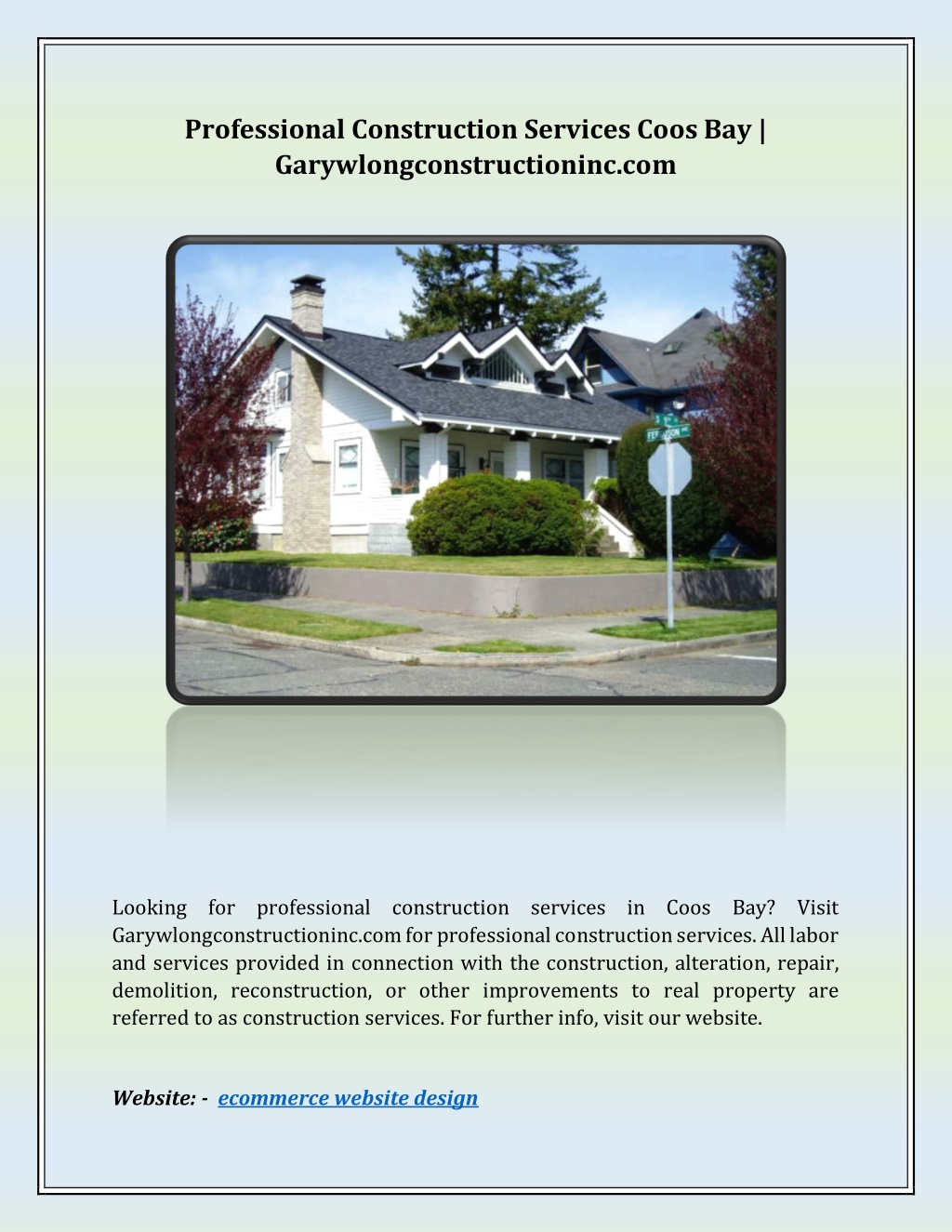 PPT - Professional Construction Services Coos Bay ...
