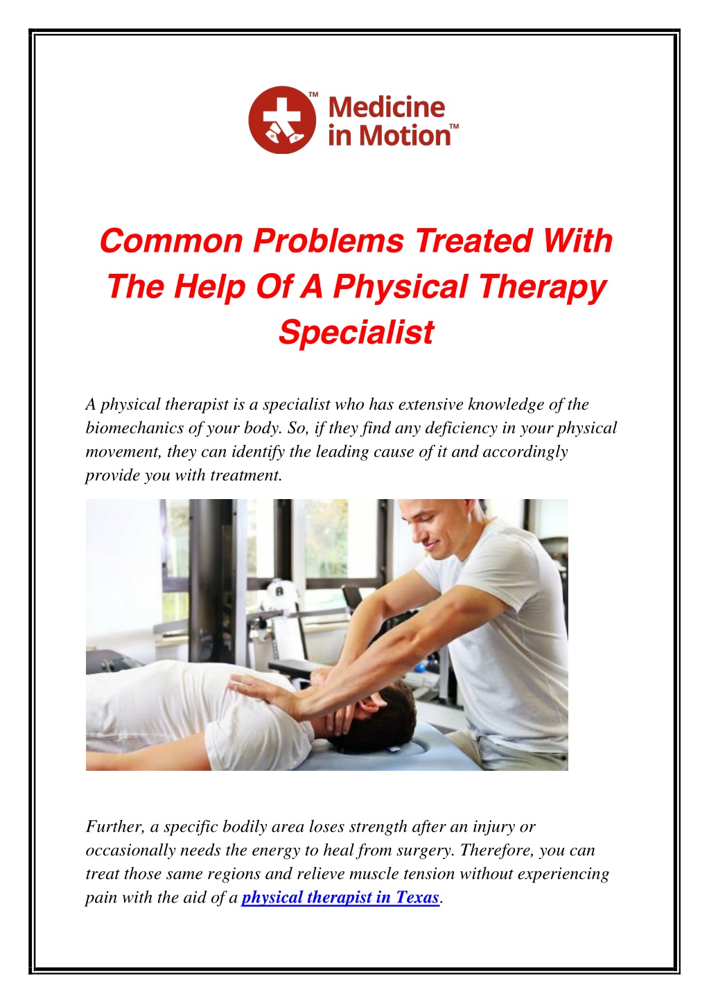 PPT - Common Problems Treated With The Help Of A Physical Therapy ...
