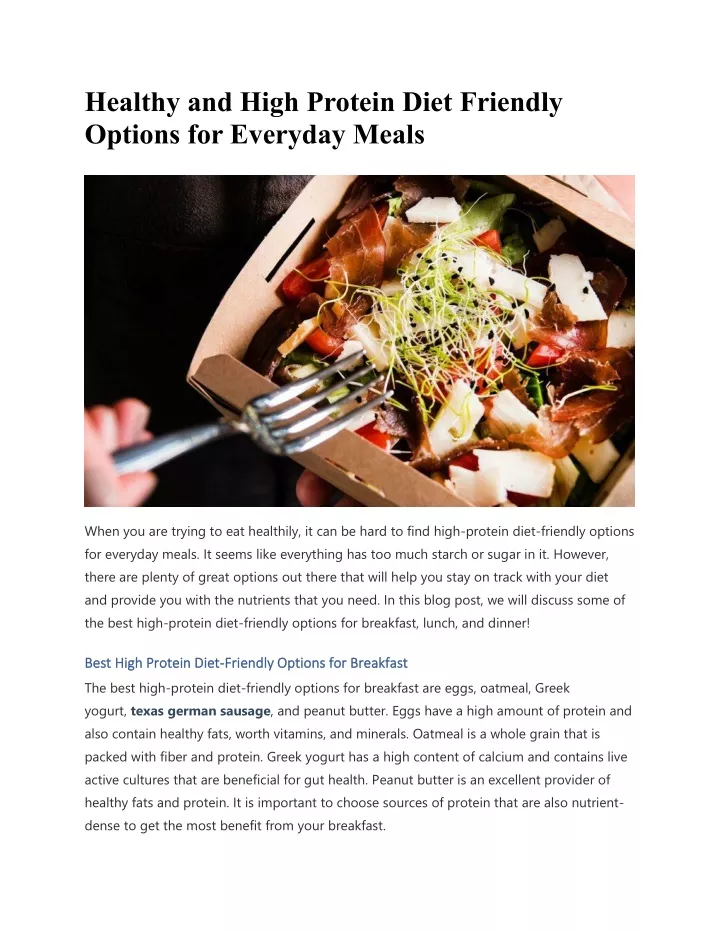 Ppt Healthy And High Protein Diet Friendly Options For Everyday Meals Powerpoint Presentation