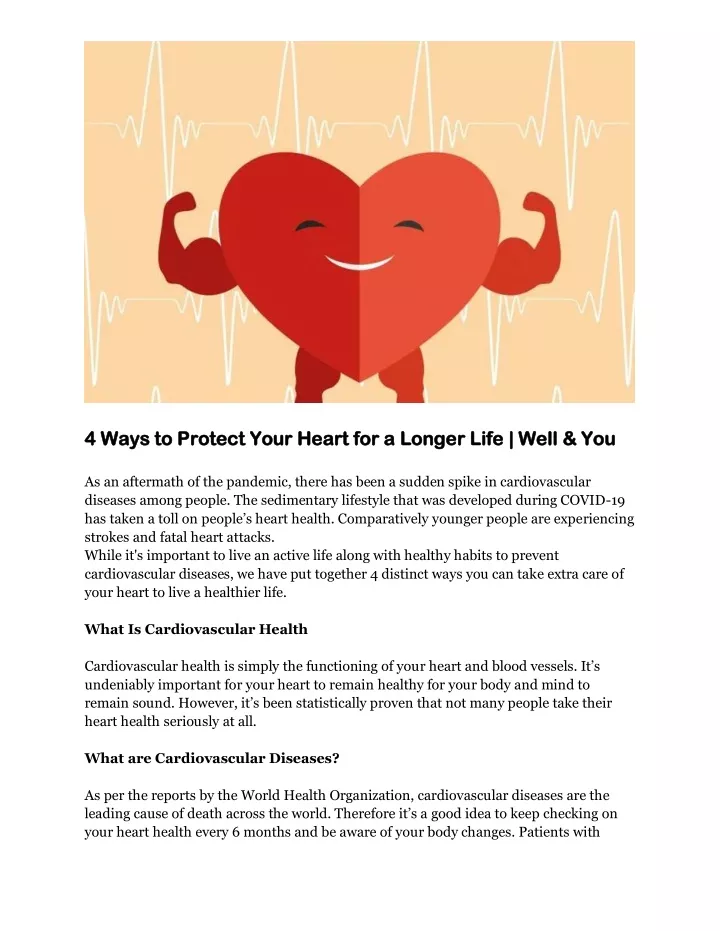 Ppt 4 Ways To Protect Your Heart For A Longer Life Well And You