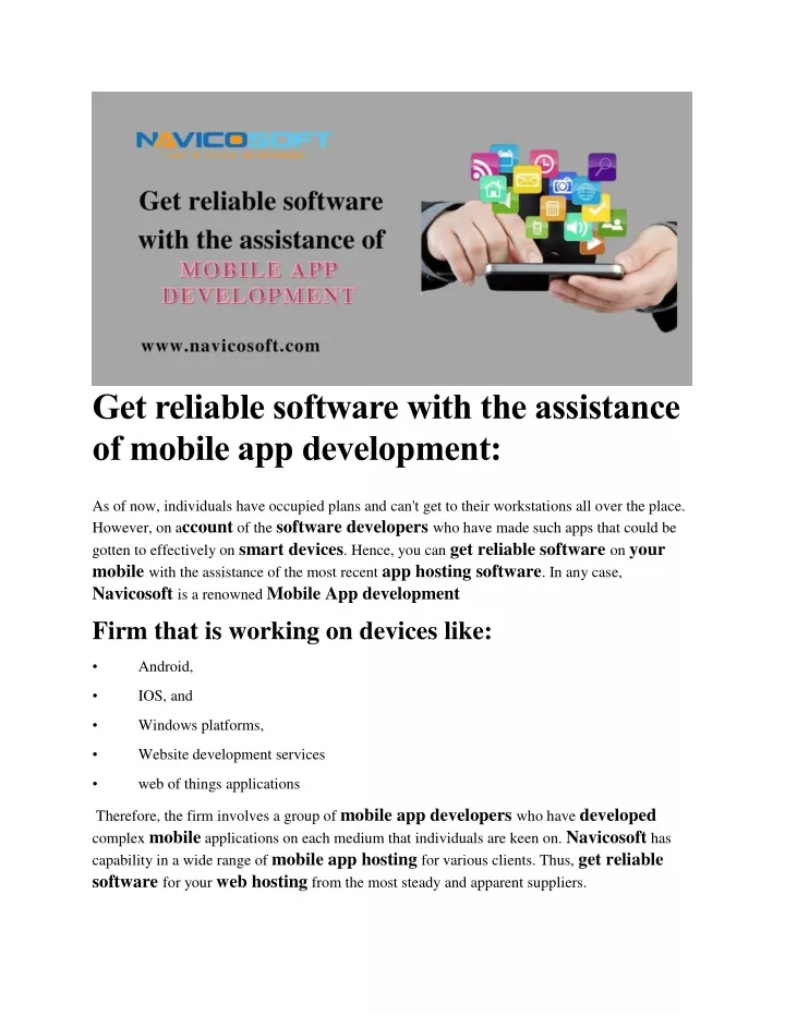 PPT - Get reliable software with the assistance of mobile app ...
